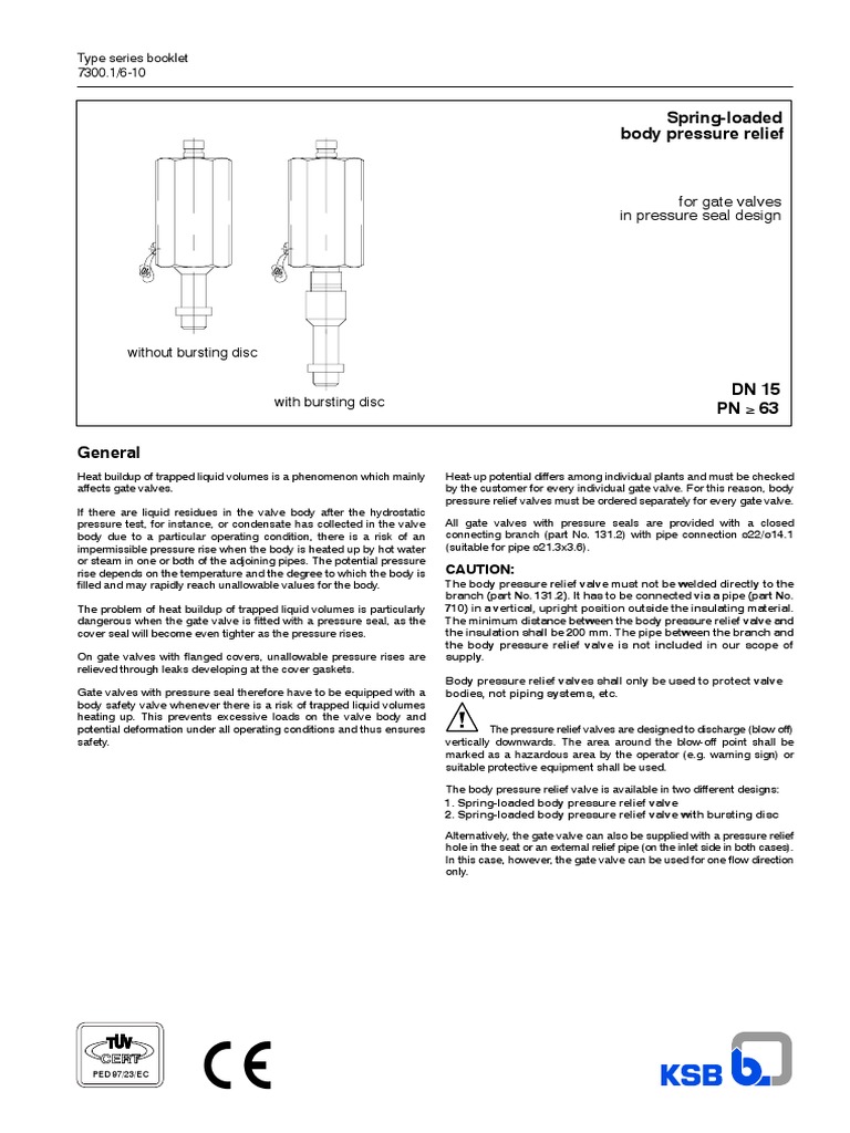 Body Safety Valve - KSB PDF | Download Free PDF | Valve | Pipe (Fluid ...