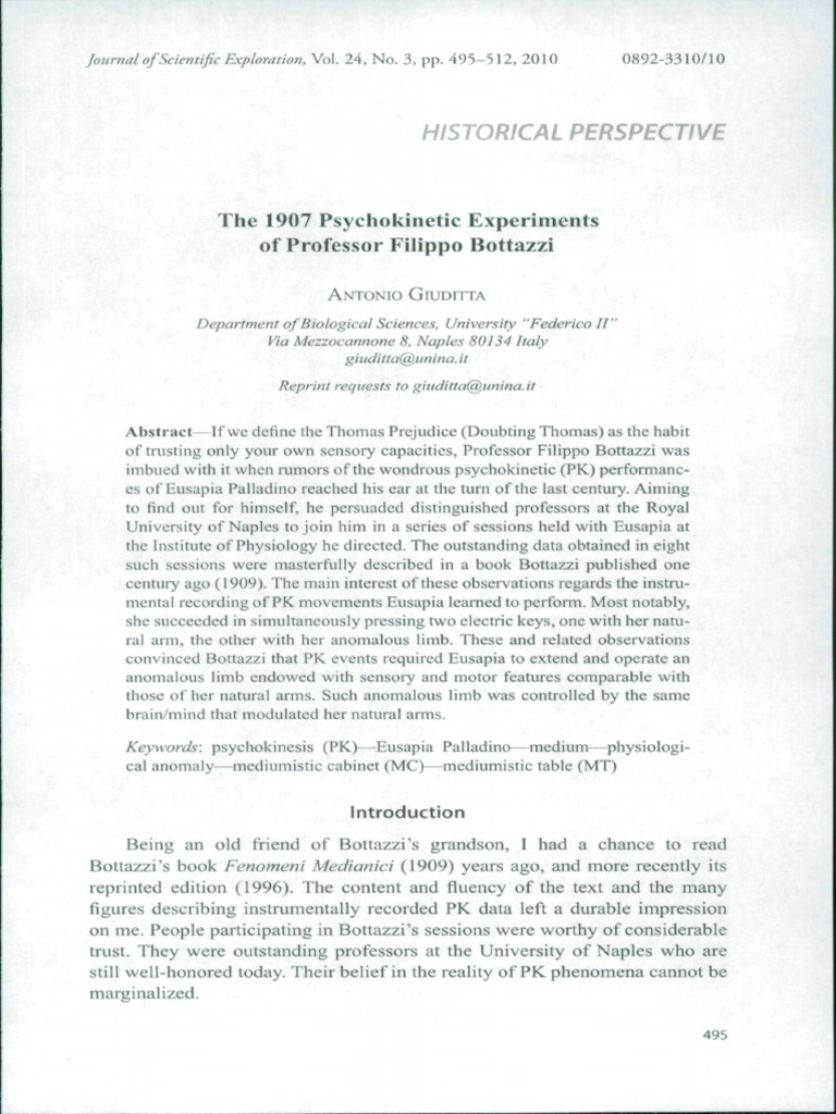 Anomalous Giuditta-Psychokinetic Anomaly | PDF | Mediumship | Hypothesis