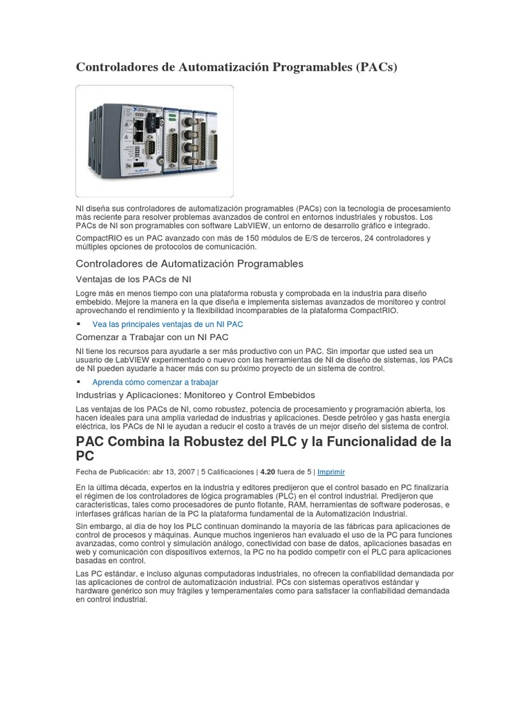 Controladores de Automatización Programables | PDF | Controlador lógico ...