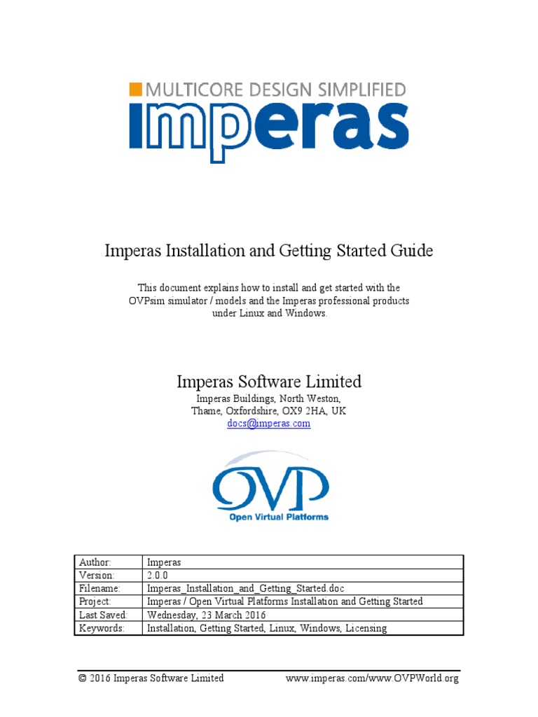 Imperas Installation and Getting Started | Download Free PDF | Installation (Computer Programs ...