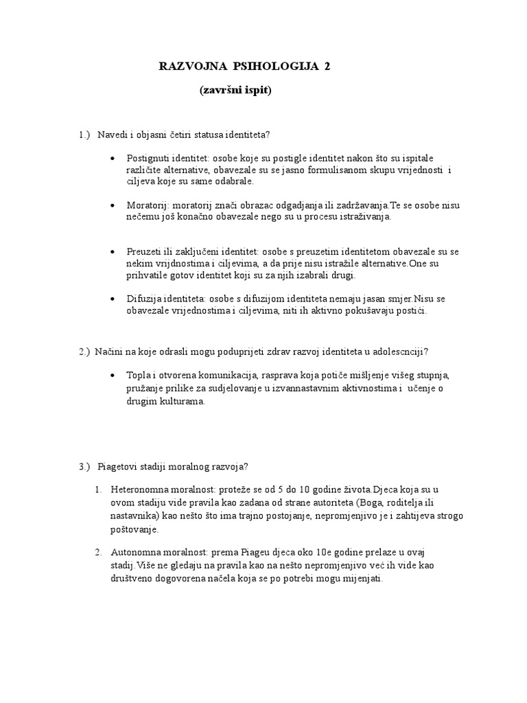 Razvojna Psihologija 1 Skripta Pisanje 2 | PDF