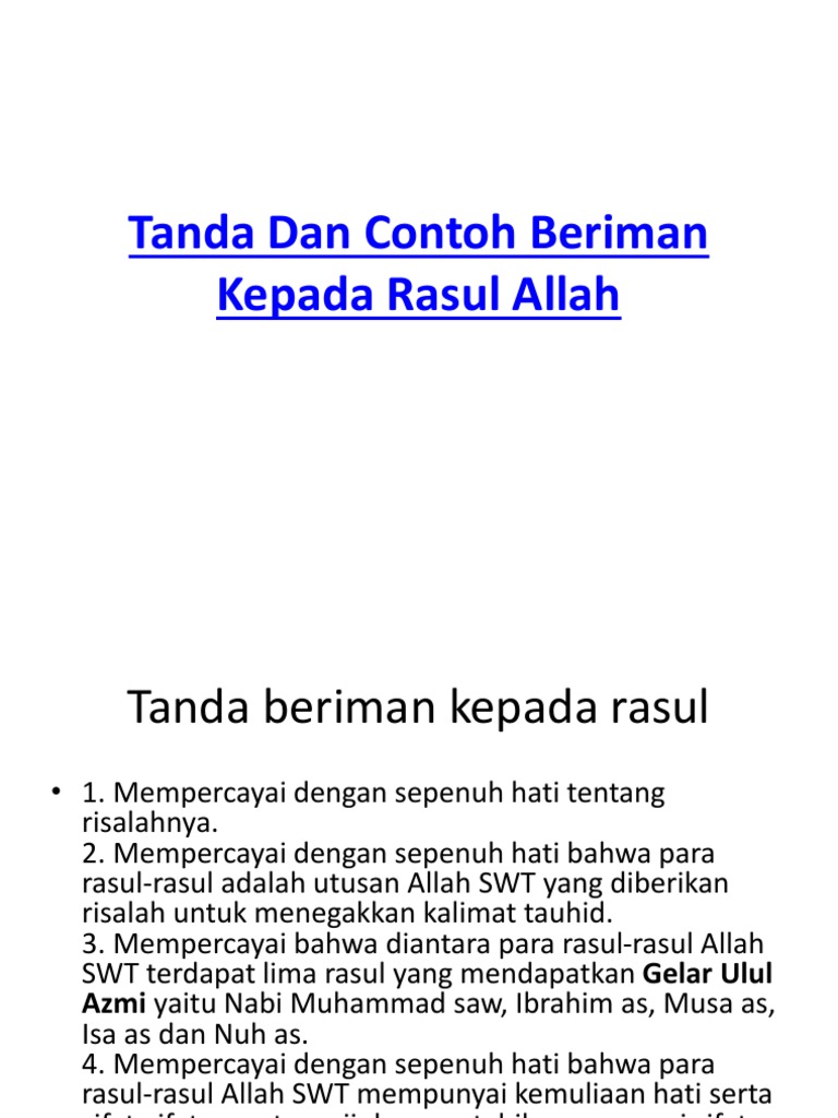 Tanda Serta Contoh Beriman Kepada Rasul Allah SWT | PDF | Agama ...