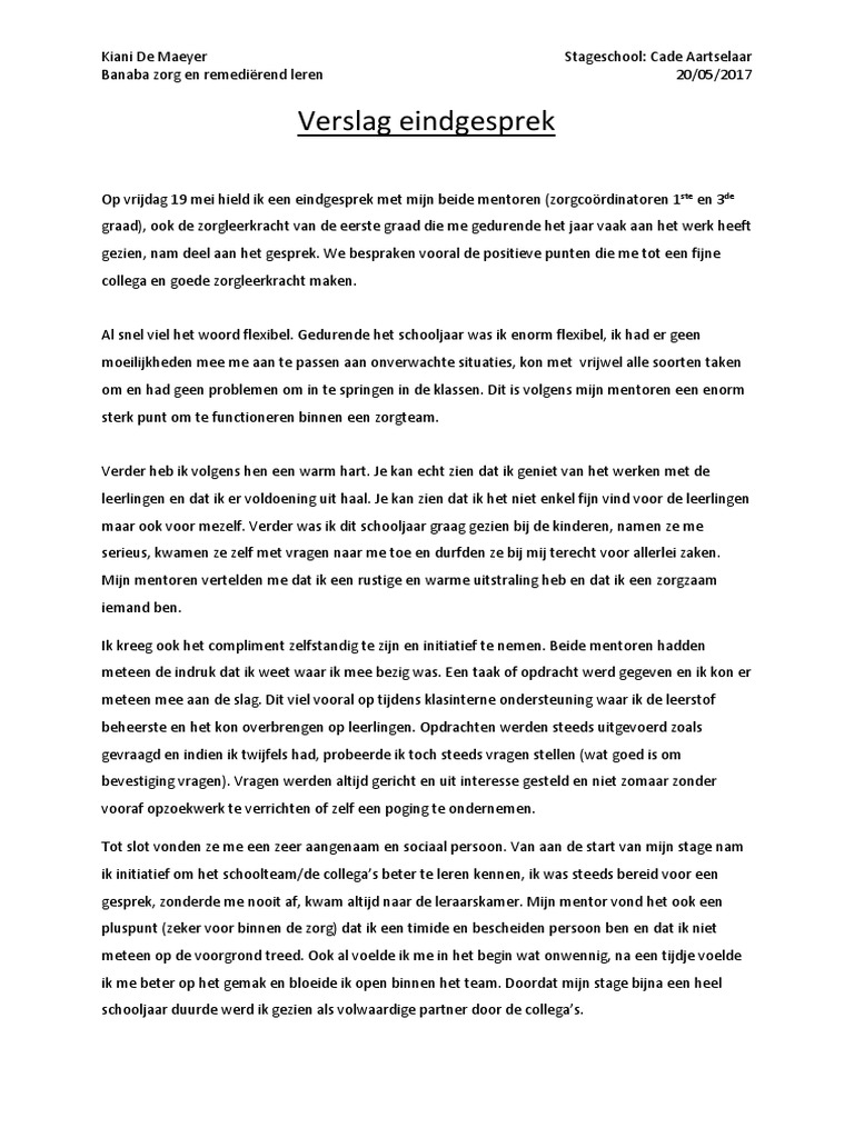 Eindverslag Kiani de Maeyer | PDF