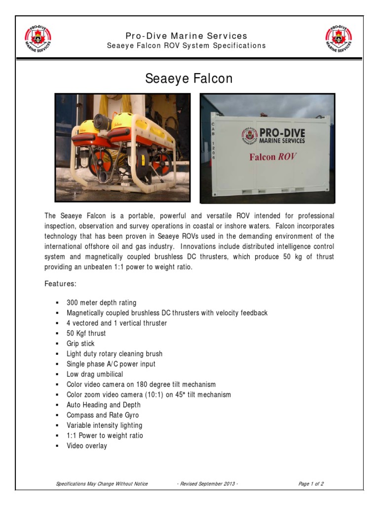 ROV Specs 1 - Falcon | PDF | Science | Technology (General)