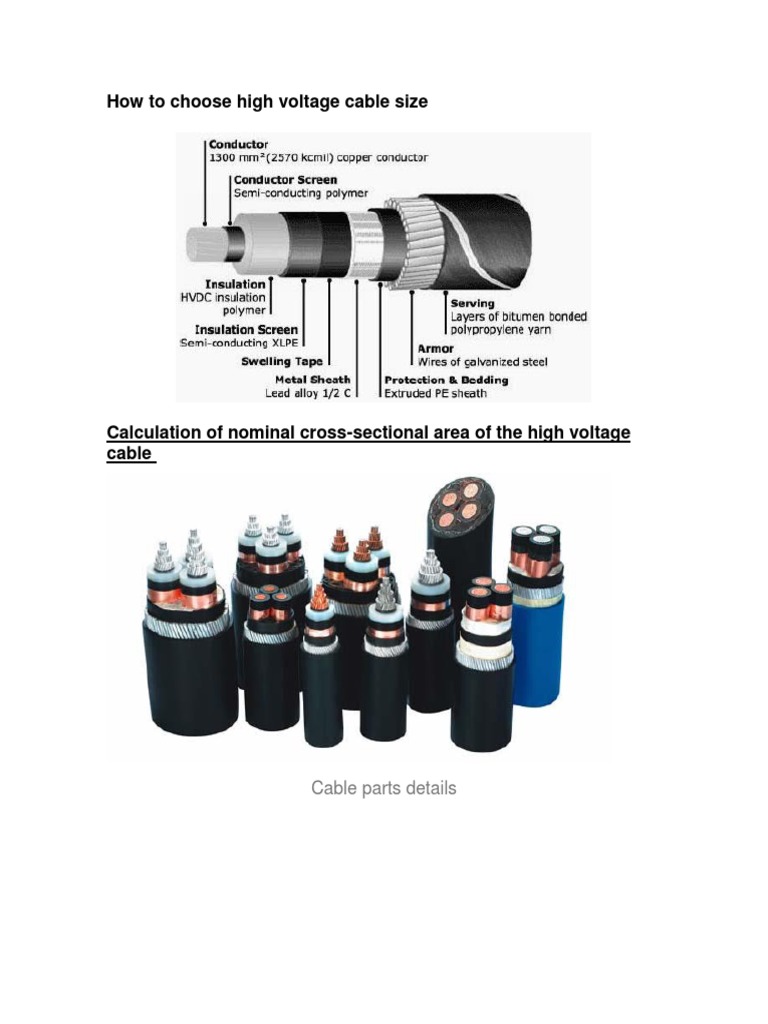 How To Choose High Voltage Cable Size | PDF