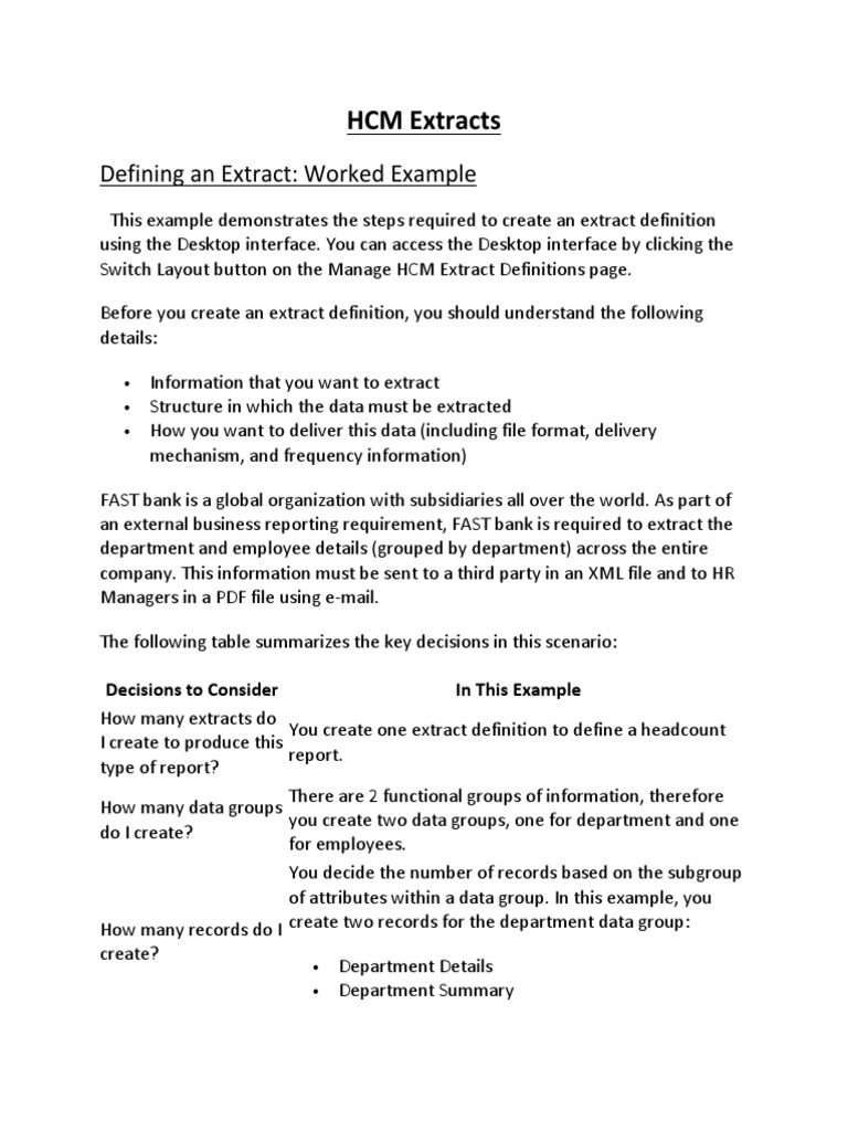 HCM Extract Definition Guide | PDF | Databases | Data Type