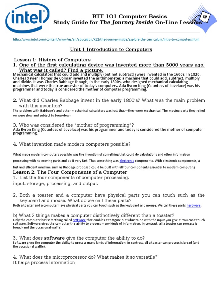 Journey Inside - Unit 1 Introduction To Computers | PDF | Random Access Memory | Read Only Memory