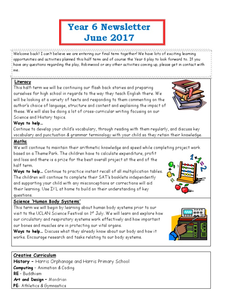 Year 6 Newsletter Summer 2 2017 | PDF | Science | Learning