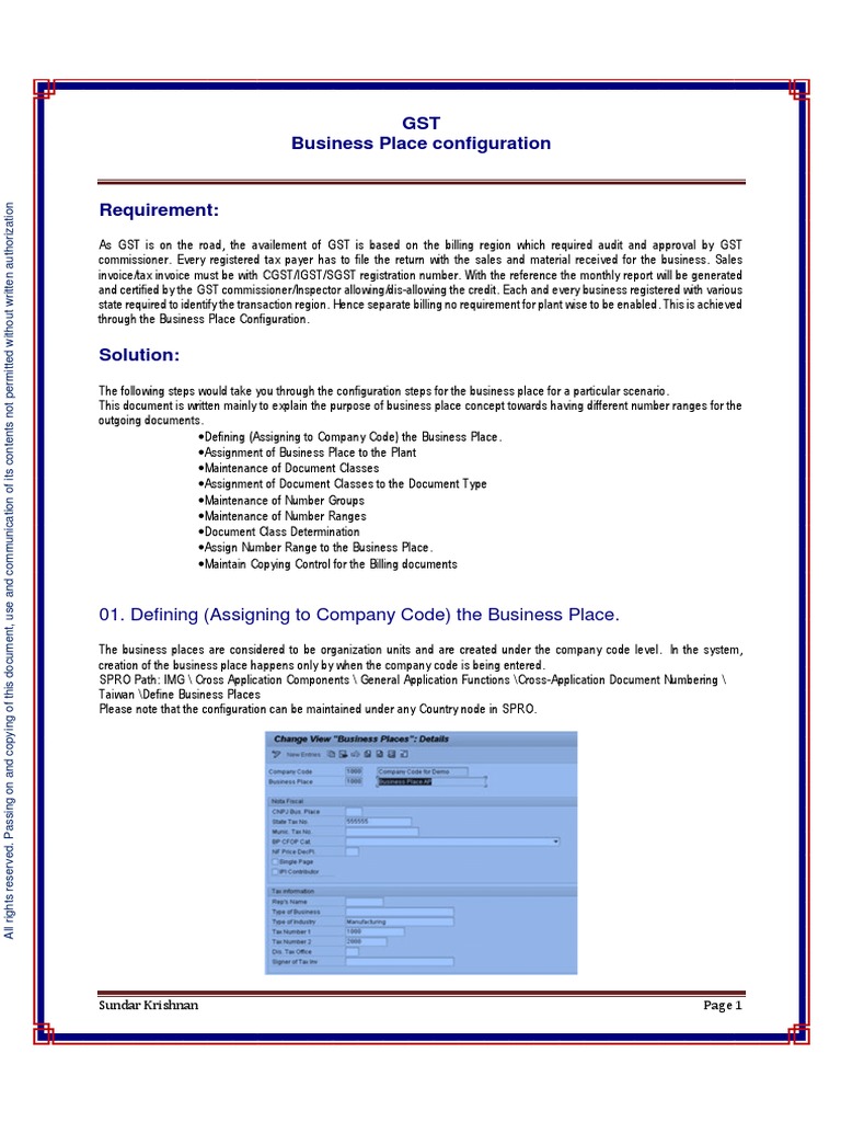 GST Business Place Configuration PDF | PDF | Invoice | Computing