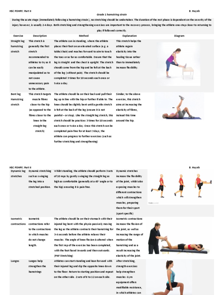 Exercise Description Method Explanation Diagram Straight Leg Hamstring ...
