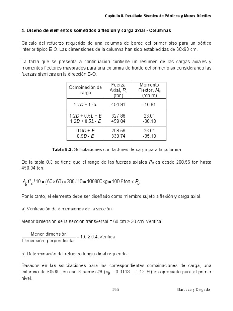 Ejemplo Columna ACI 318 14 PDF | PDF | Doblar | Concreto reforzado