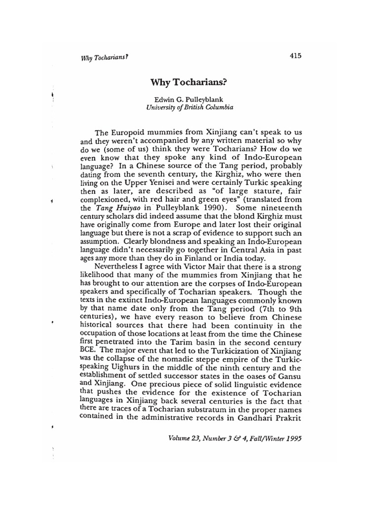 Aryan Tocharians 3 PDF | PDF