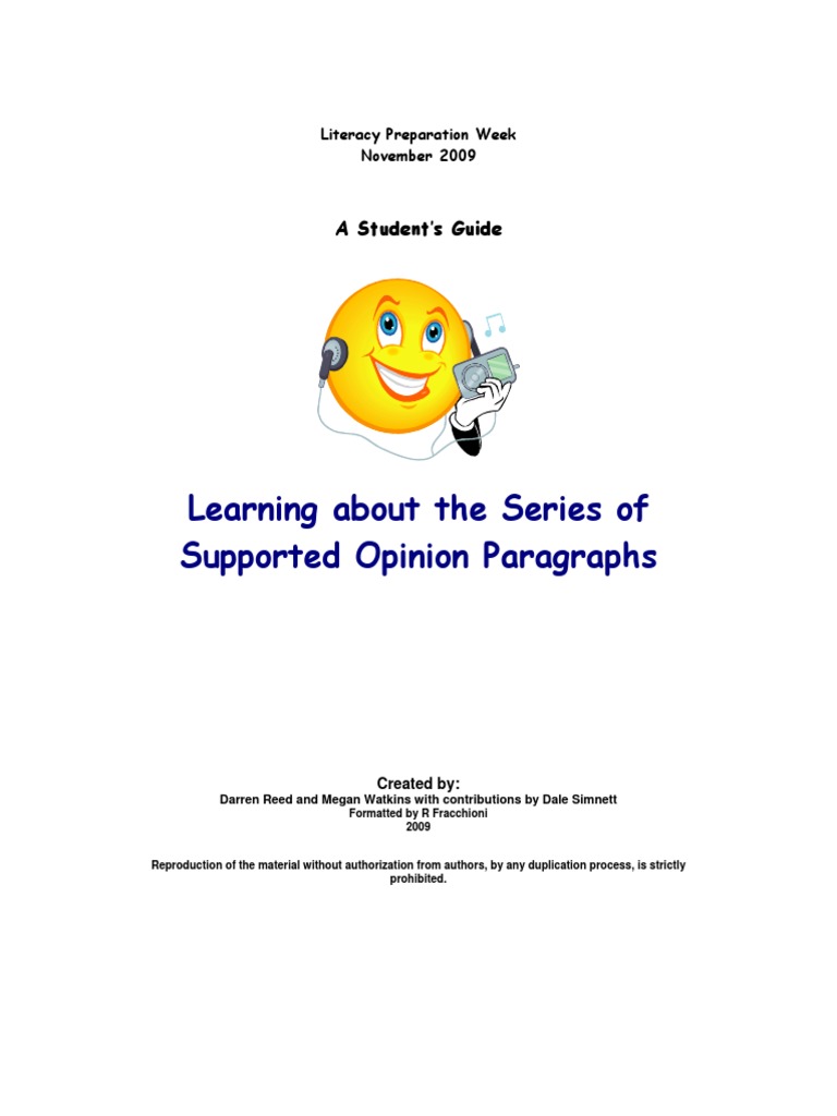OSSLT StED-Supported Opinon | PDF | Paragraph | Celebrity