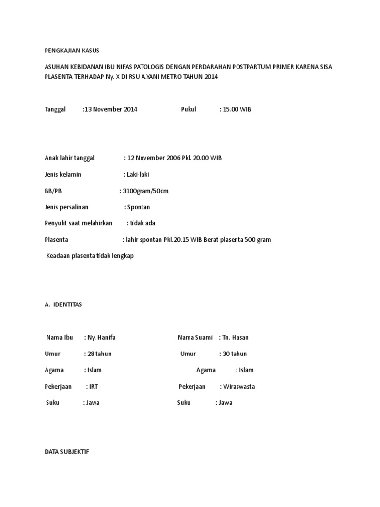 Askeb Sisa Plasenta | PDF