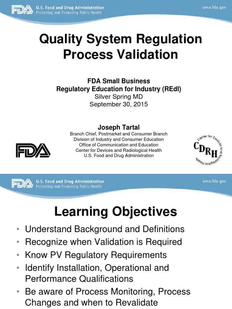 Qsr Process Validation | Verification And Validation | Quality ...