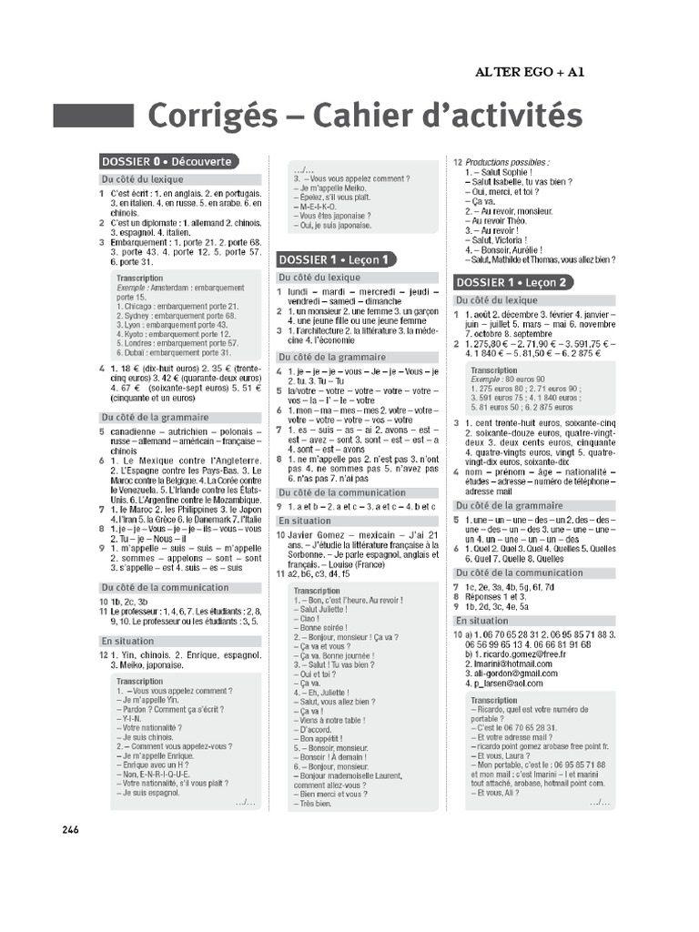 Respuestas de Cahier A1+ | PDF