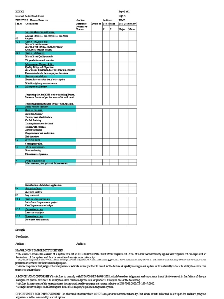 Ts Audit Check Sheet | PDF | Audit | Iso 9000