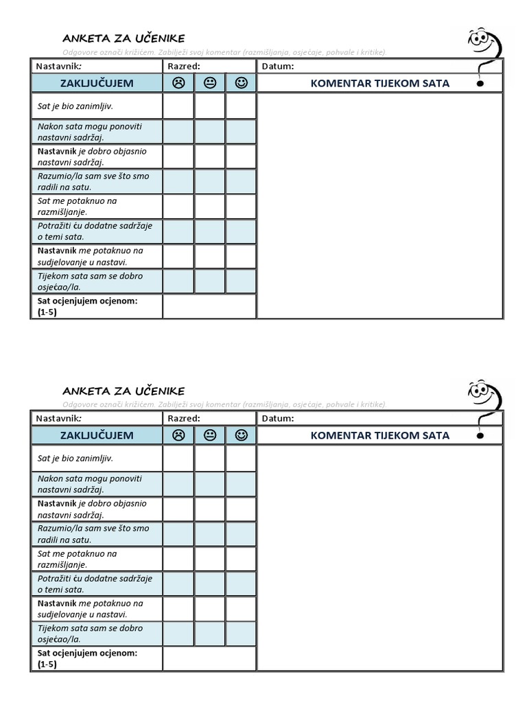 Anketa Za Učenike | PDF
