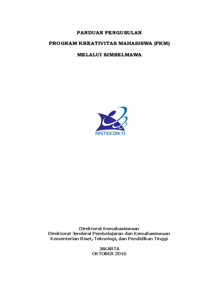 Panduan Pengusulan PKM 2016 Melalui Simbelmawa PDF | PDF