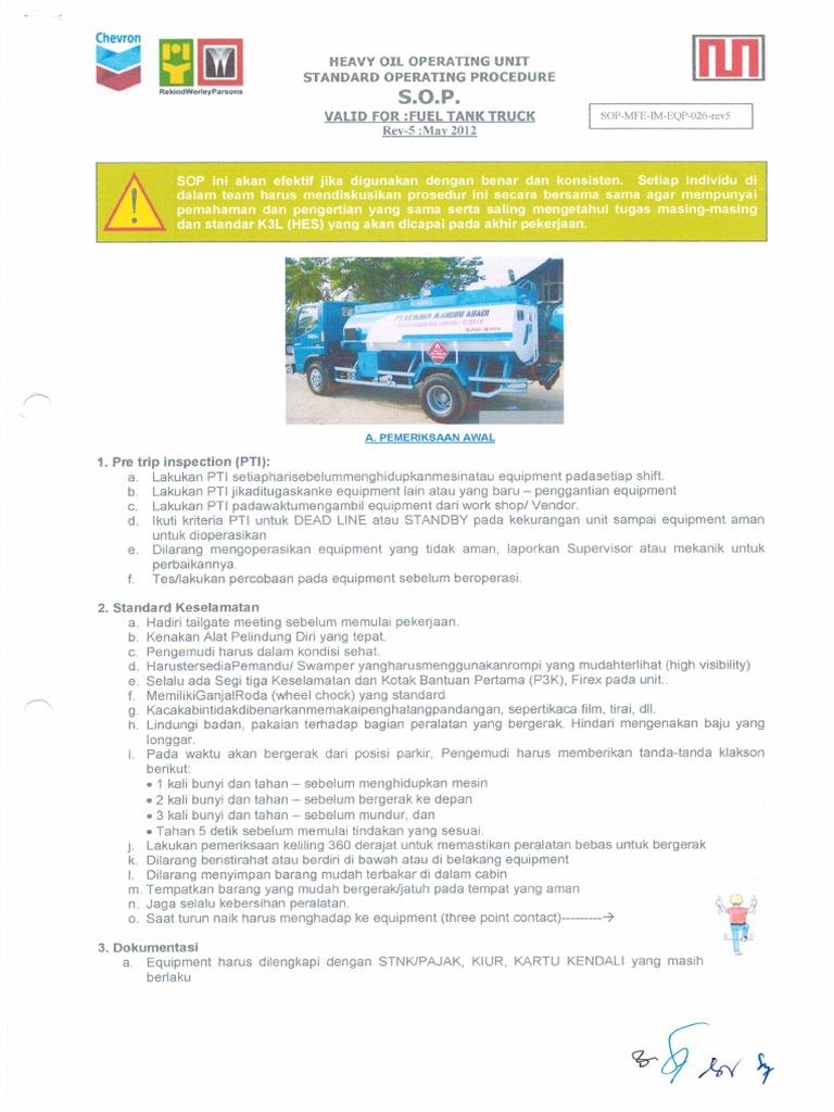 Sop Fuel Tank Truck | PDF