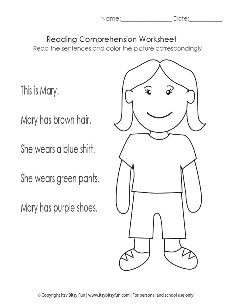 Kindergarten Reading Comprehension Worksheets | PDF