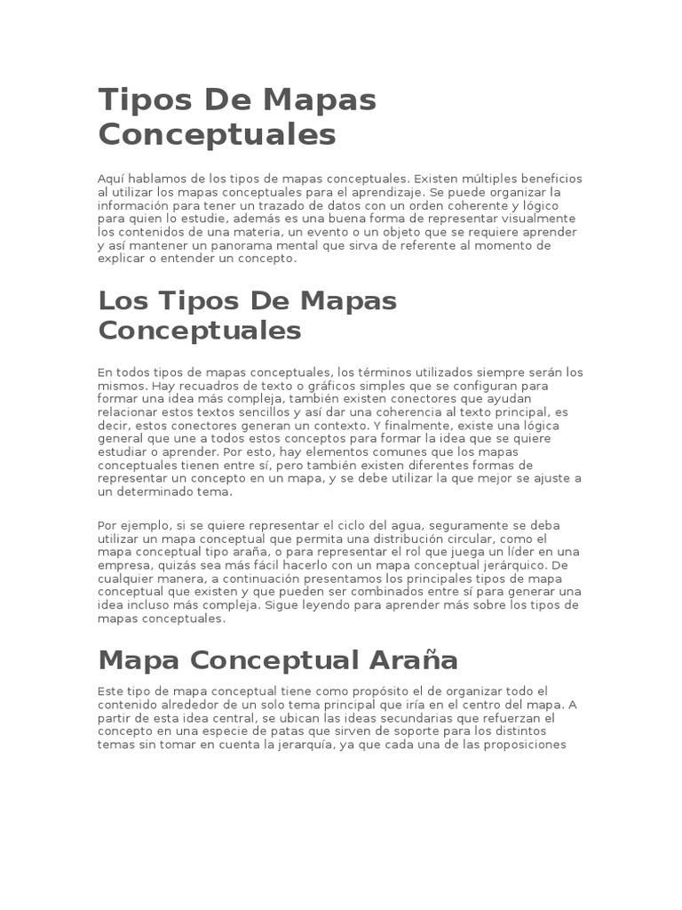 Tipos de Mapas Conceptuales | PDF | Mapa | Concepto
