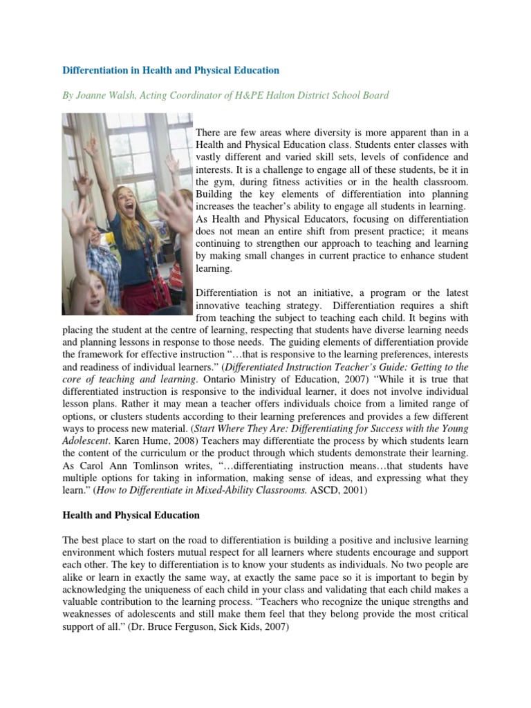 Differentiationinhealthandphysicaleducation | PDF | Differentiated ...