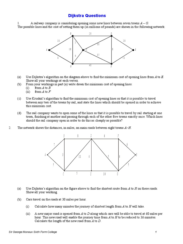 Dijkstra Questions | PDF | Mathematical Relations | Applied Mathematics