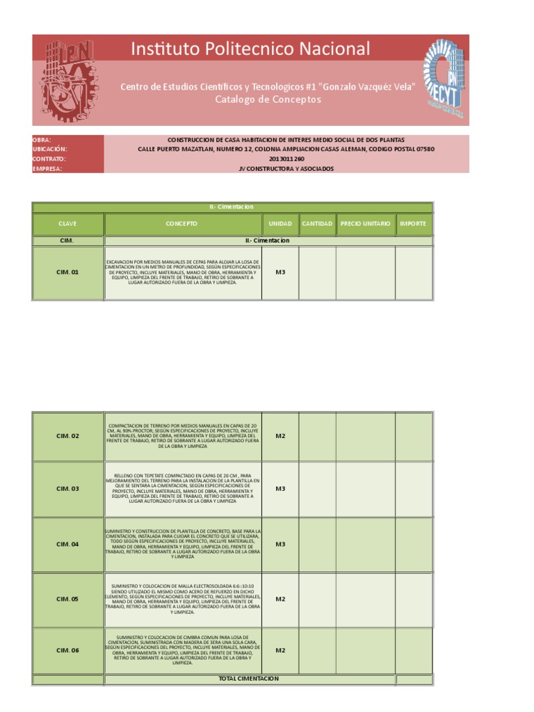 Catalogo de Conceptos de Casa Habitacion | PDF | Plomería | Tubería (transporte de fluidos)