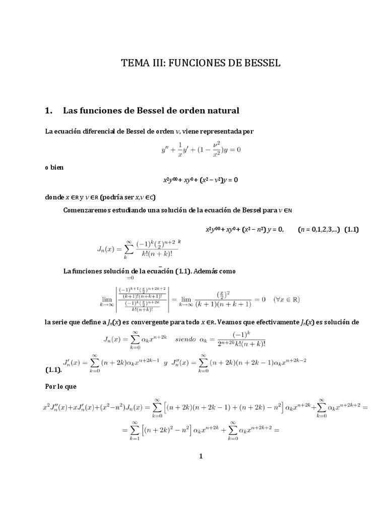 Funciones de Bessel: Teoría y Aplicaciones | PDF | infinito | Ecuaciones