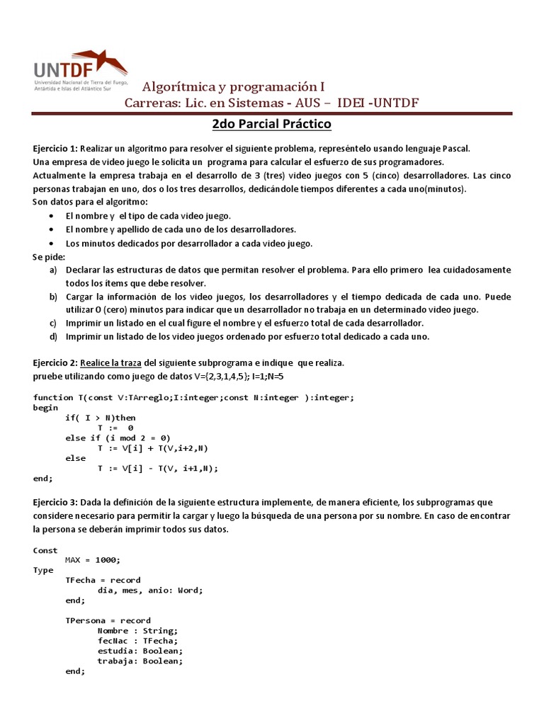 2do Parcial Práctico-EJEMPLO | Descargar gratis PDF | Algoritmos | Lenguaje de programación