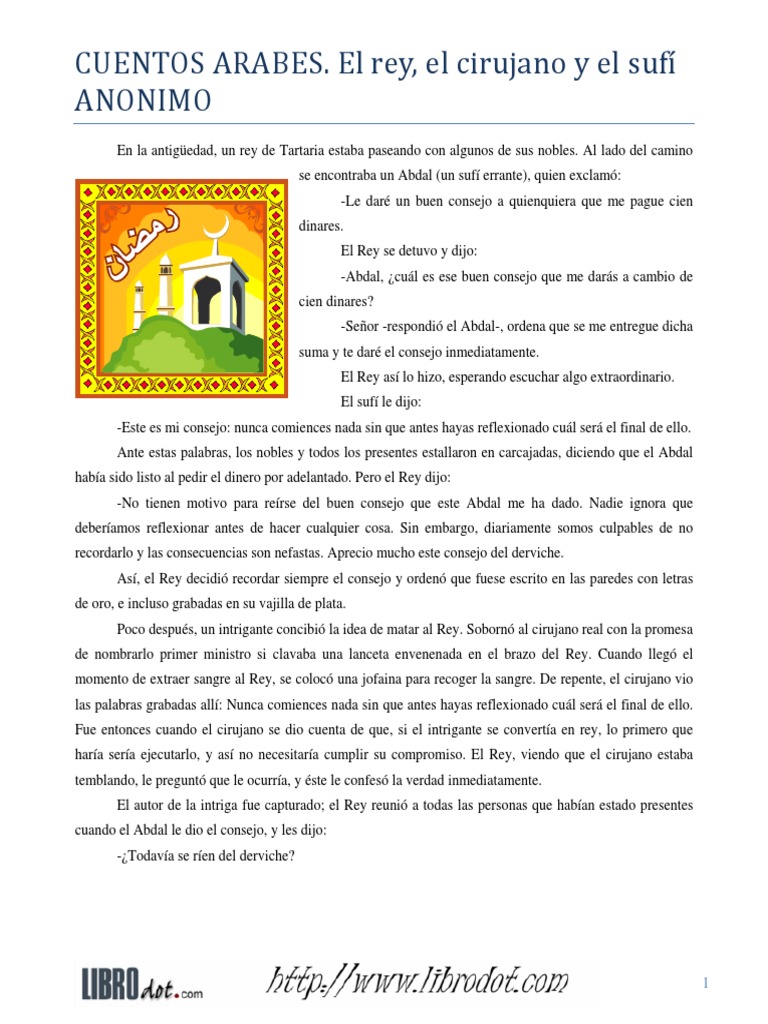 CUENTOS+ARABES +el+rey,+el+cirujano+y+el+suf PDF | PDF | Ocio | Entretenimiento (general)