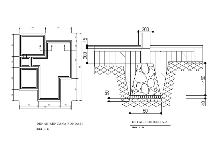 Denah Pondasi Dan Detail Pondasi | PDF