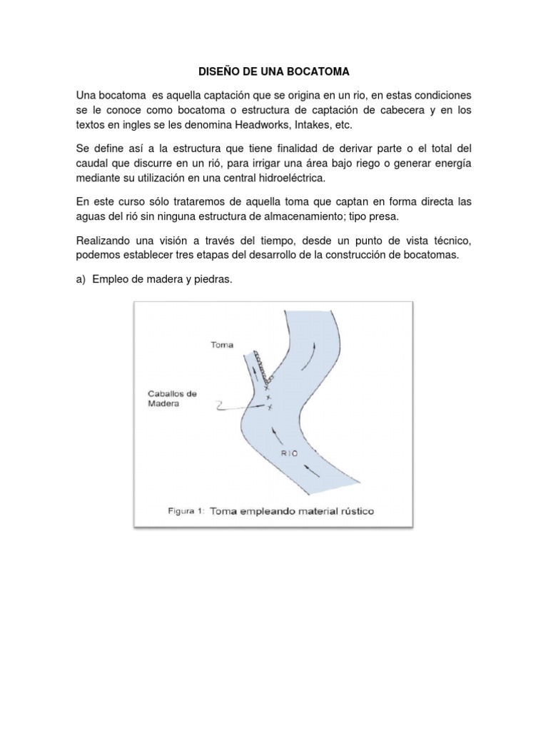Diseño de Una Bocatoma | Río | Riego
