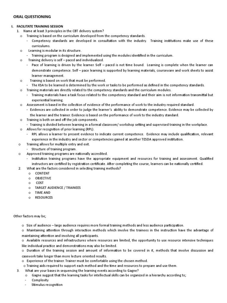 Oral Questioning TM July 2016-1 | PDF | Educational Assessment | Learning