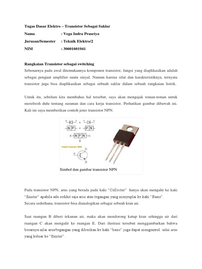 Transistor Sebagai Saklar: Kelebihan dan Cara Kerja Rangkaian ...