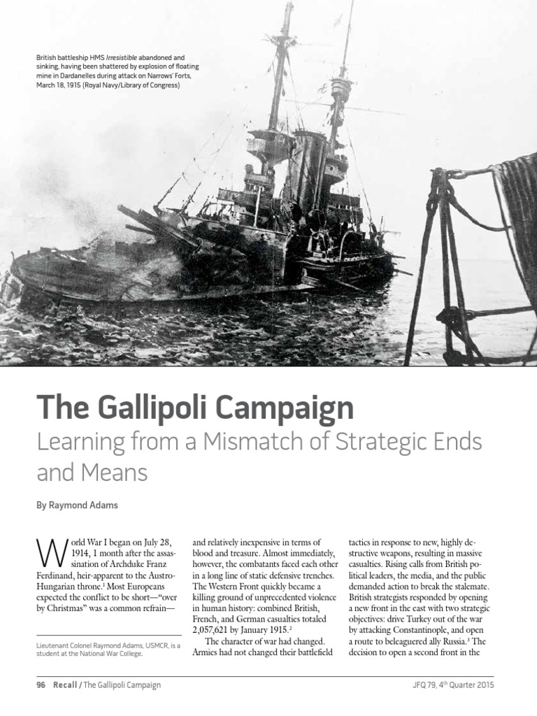 The Galliploi Campaign - Learning From A Mismatch of Strategic Ends and ...