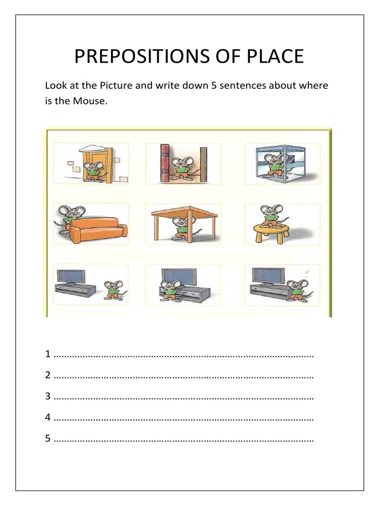 Worksheet Prepositions of Place | PDF