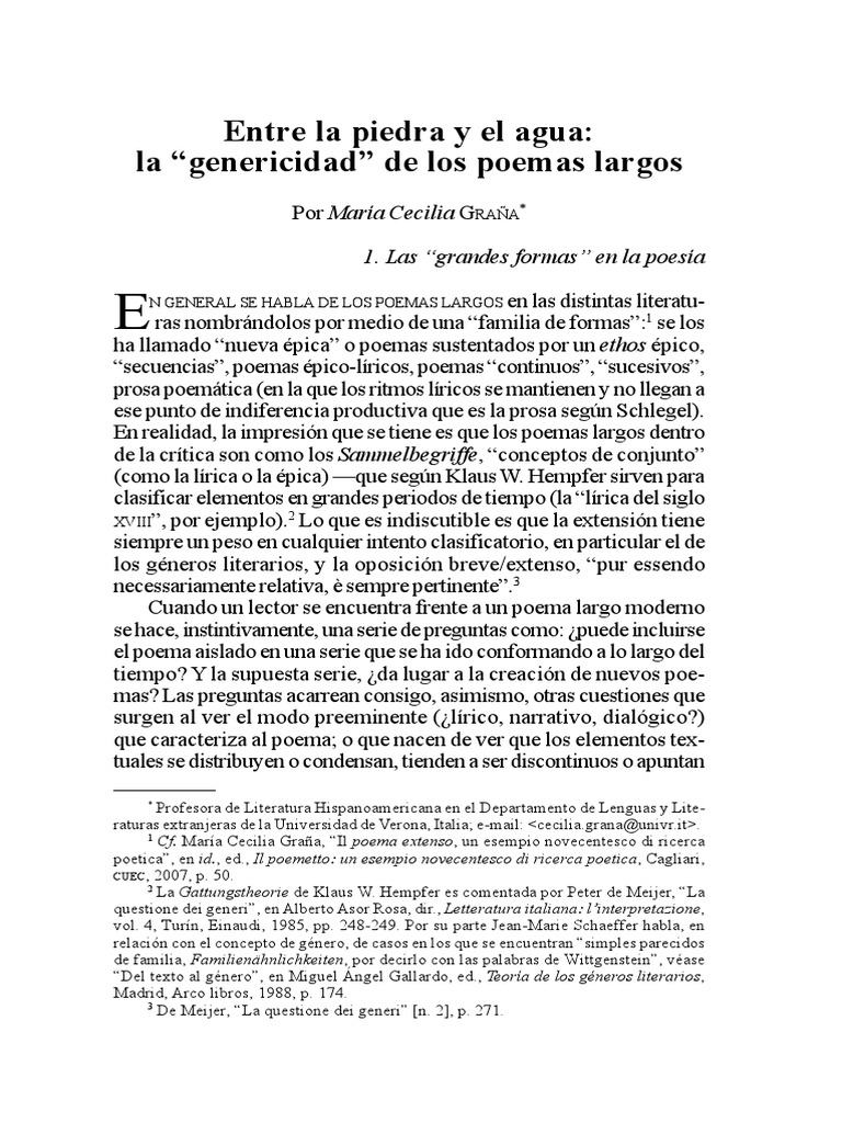 La "genericidad" en poemas largos | PDF | Poesía | Teoría