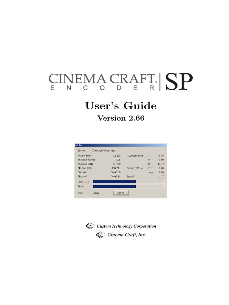 Cinema Craft Encoder SP Guide PDF | PDF | Codec | Media Technology