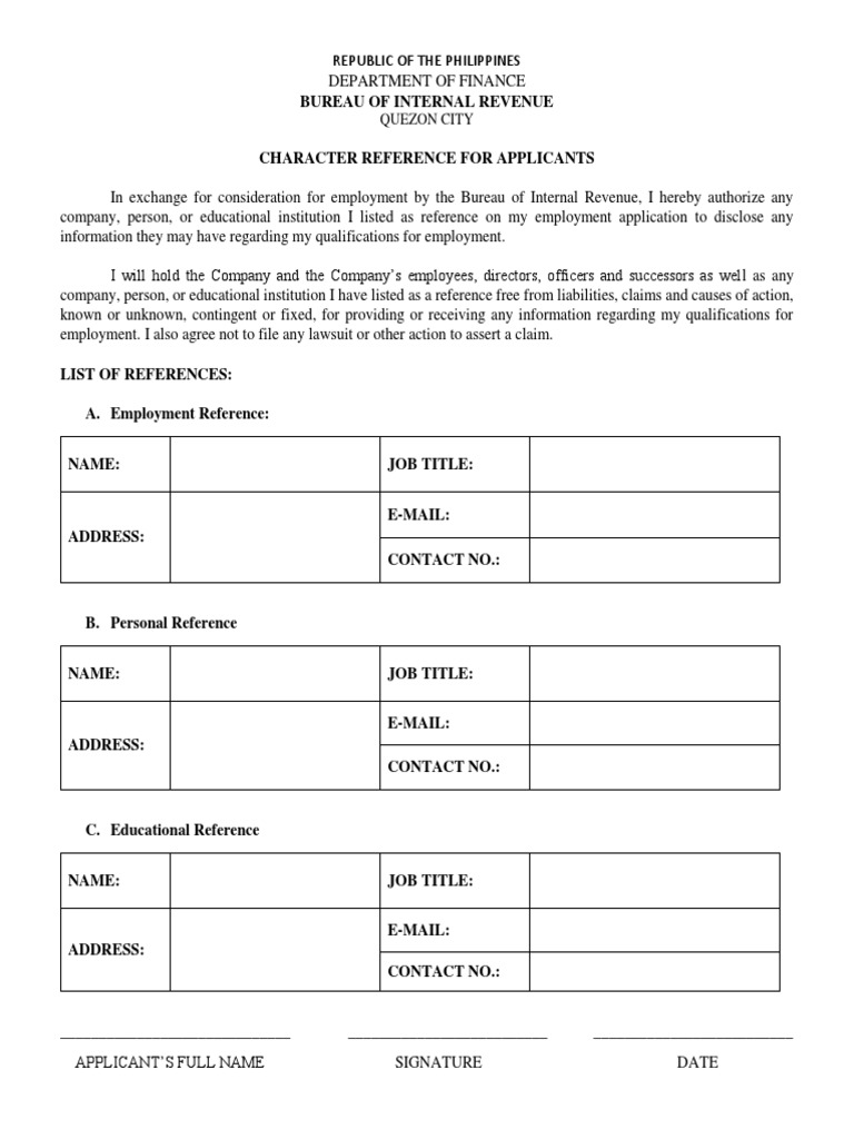 04 Reference Release For Applicants | PDF