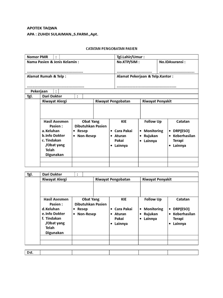 Catatan Pengobatan Pasien | PDF