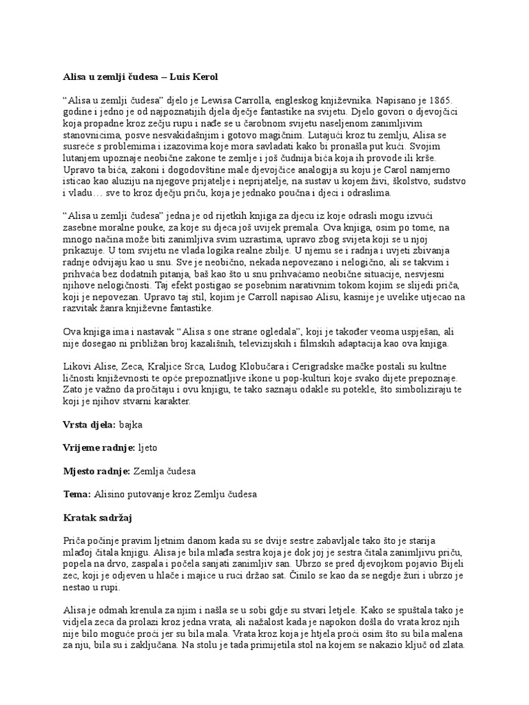 Alisa U Zemlji Čudesa | PDF
