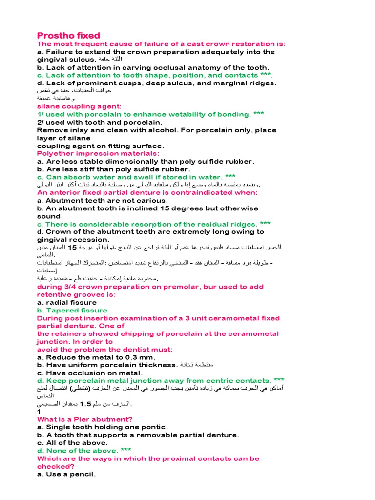 Prostho Imp MCQ | PDF | Health Sciences | Dentistry