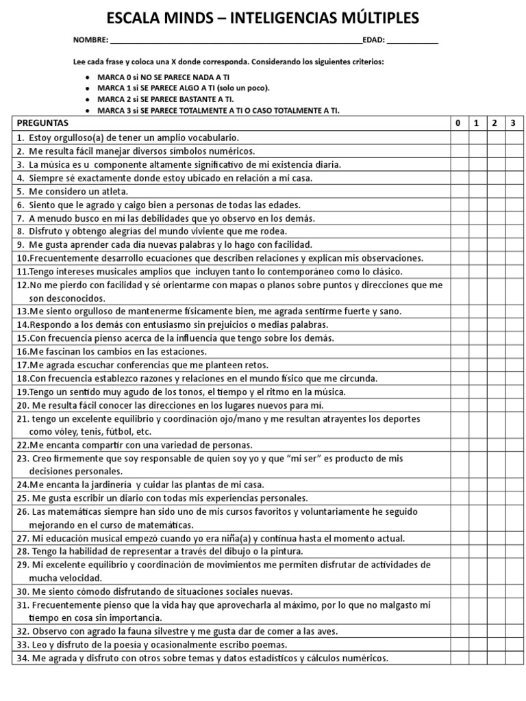 Escala Minds | PDF | Ritmo | Aprendizaje