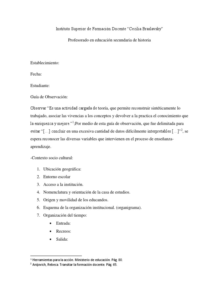 Guía de Observación de Clase Residencia | PDF | Maestros | Aprendizaje