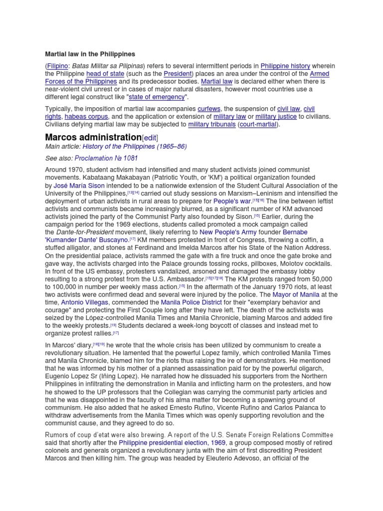 Martial Law in The Philippines | PDF | Armed Conflict | Government