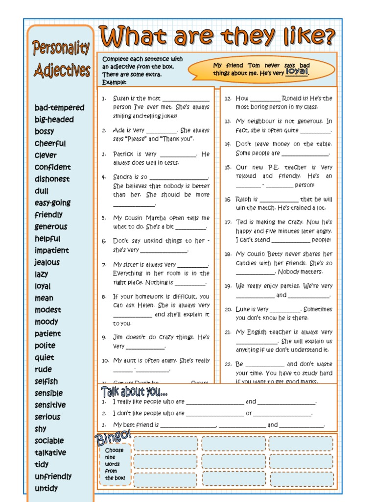 Personality Adjectives | PDF