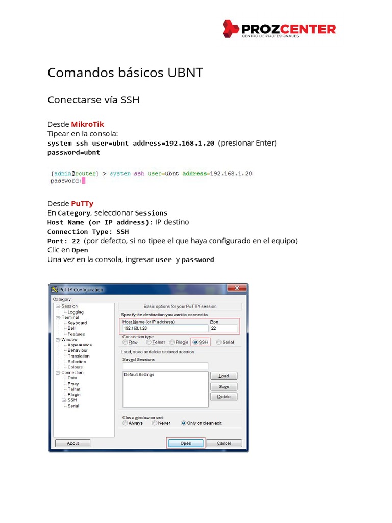 Comandos Básicos UBNT | PDF | Contraseña | Dirección IP