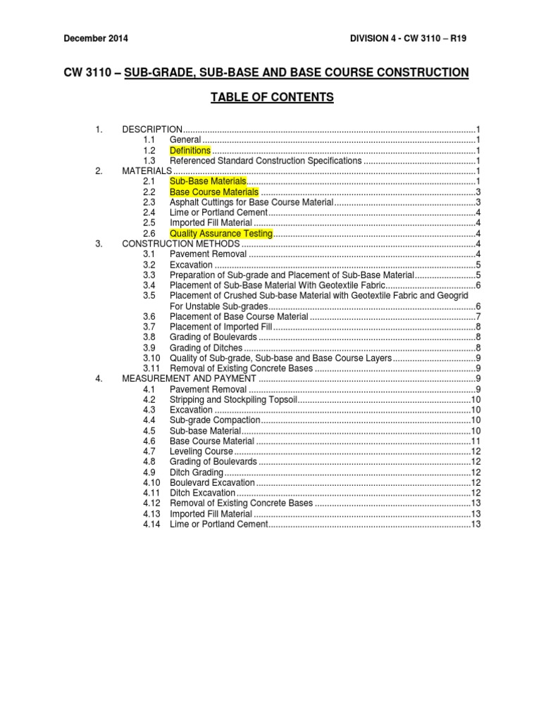 Sub-Grade, Sub-Base and Base Course Construction | PDF | Road Surface ...
